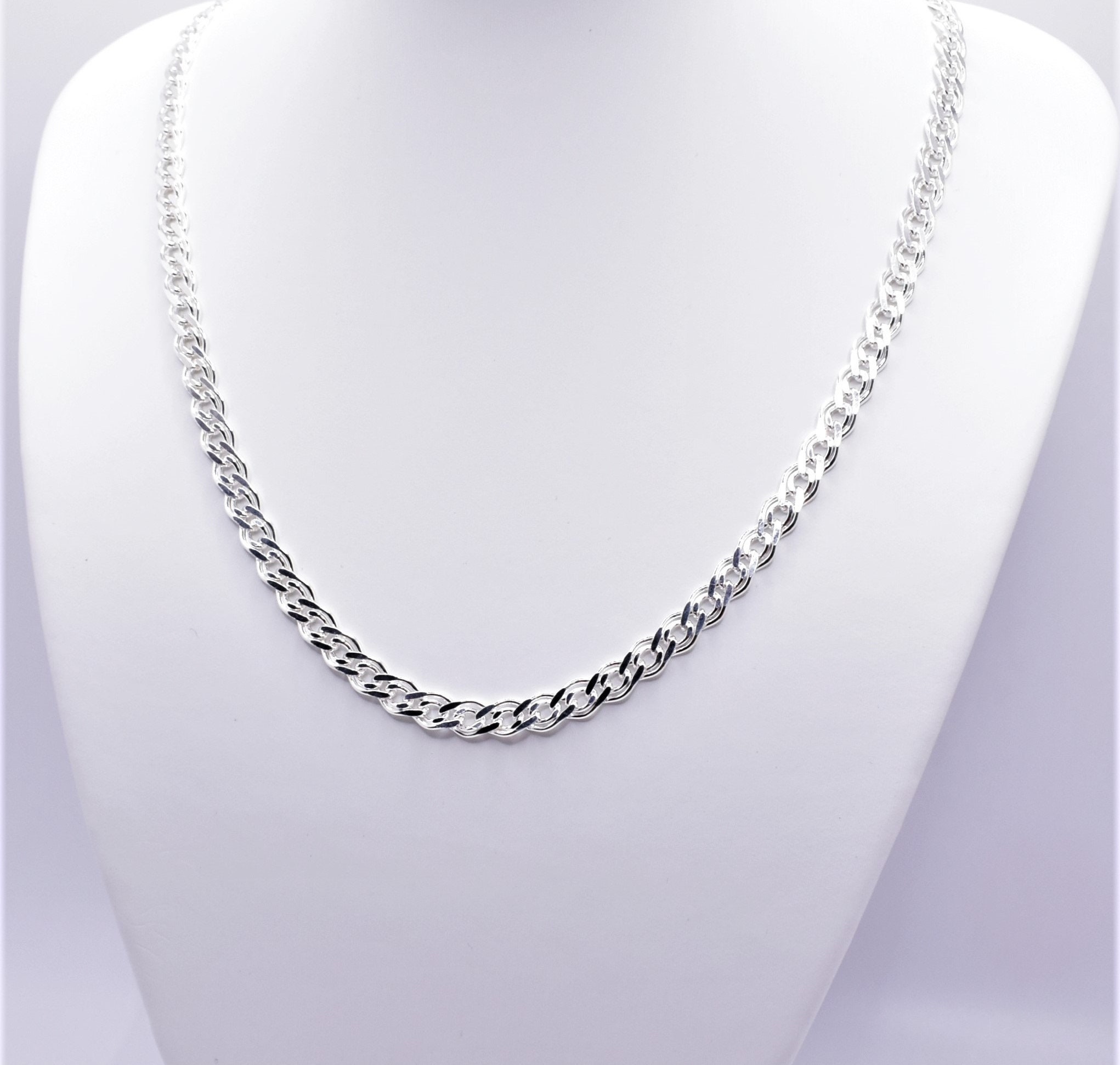 DOUBLE CURB CHAIN, Modern Silver Double Curb Chain Gifts for Men ...