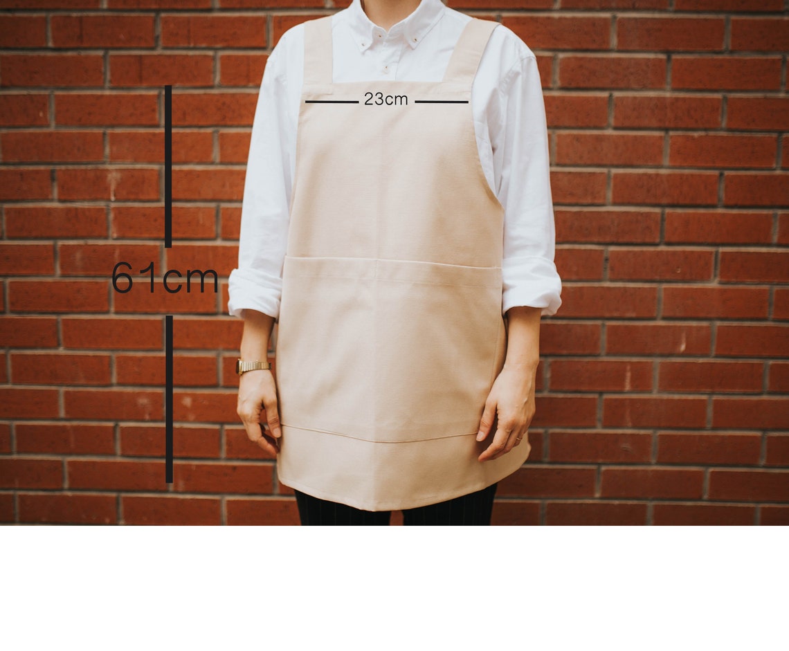 Beige Cross Back No Tie Apron With Large Pockets - Etsy
