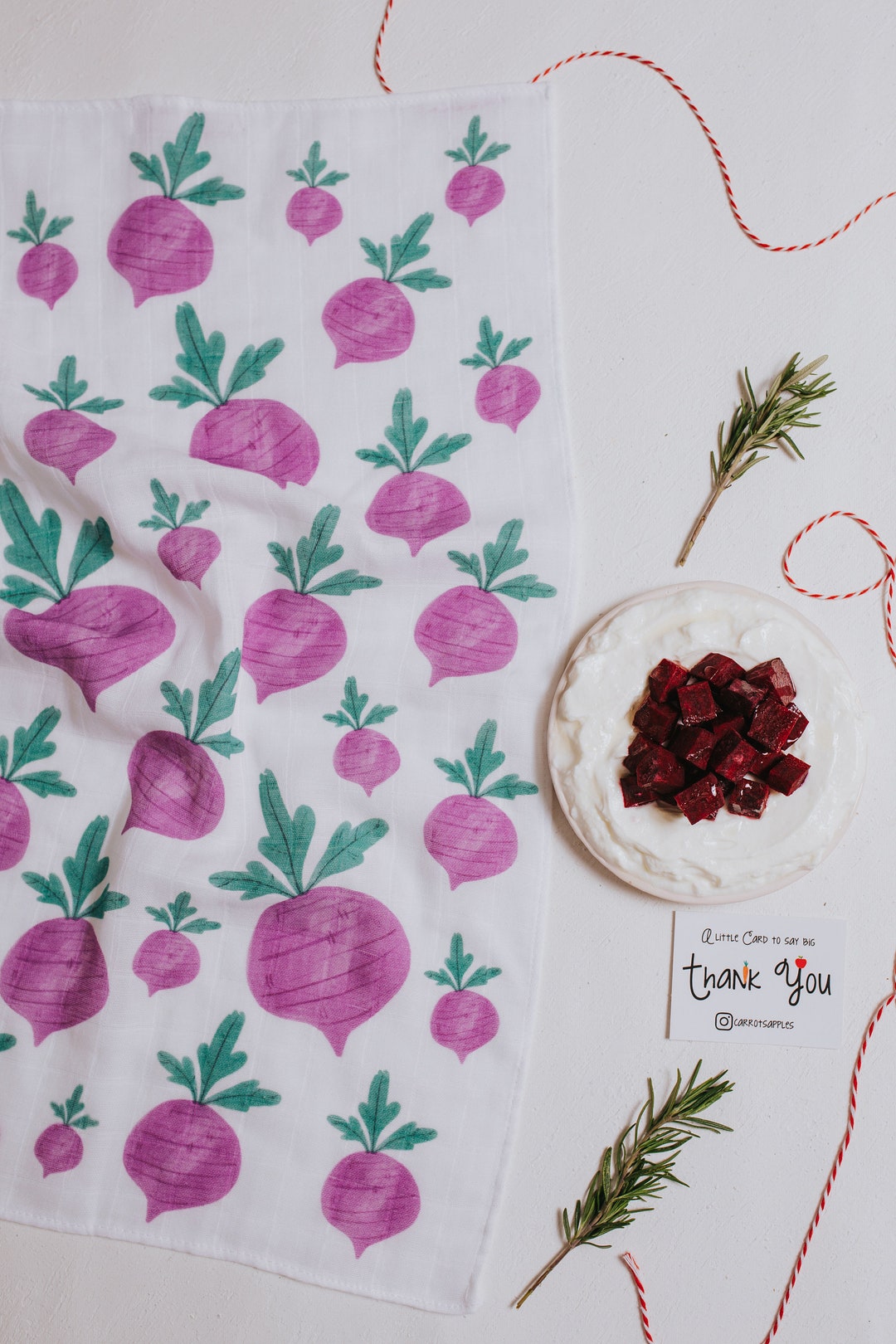 Unique Water Colour Design Beet Tea Towel With Made With 100% Cotton ...