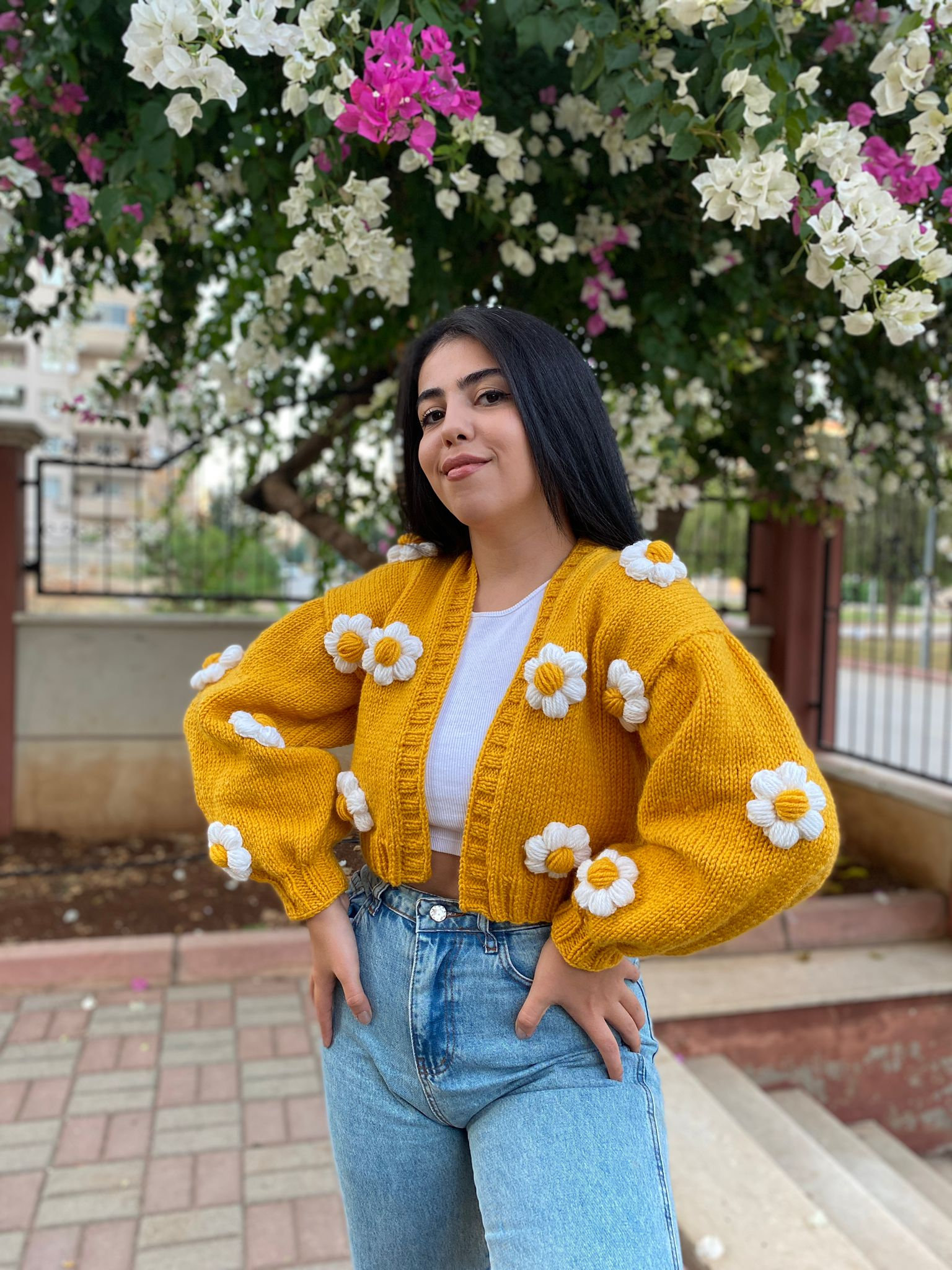 Handmade Wool Daisy Knit Cardigan: Chunky Oversized Fit - Etsy