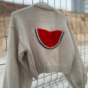 Handmade Wool Knit Watermelon Cardigan: Chunky Oversized Fit - Etsy