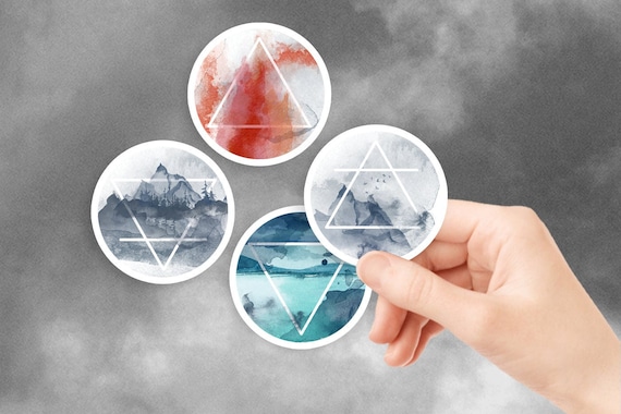 Elements Stickers Fire Earth Water Air Sticker | Etsy