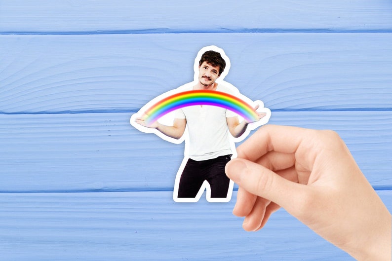 Pedro Pascal Rainbow Sticker, Waterproof Vinyl Decal - Etsy