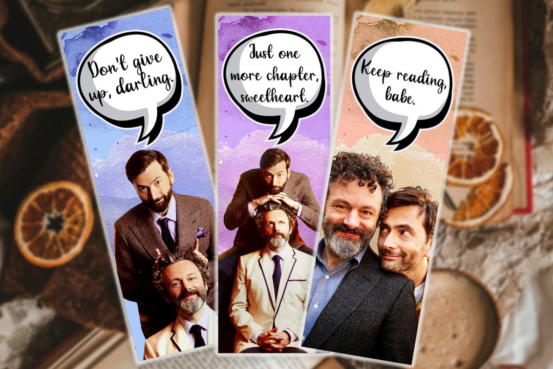 David Tennant and Michael Sheen Bookmarks, Glossy Laminated Book Page ...