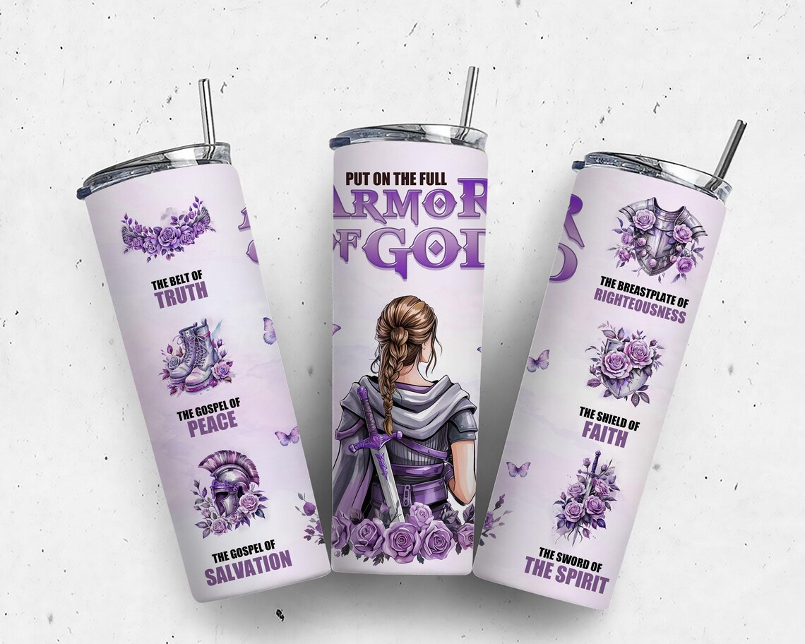 Armor of God 20oz Skinny Tumbler Sublimation Design, Skinny Tumbler PNG ...