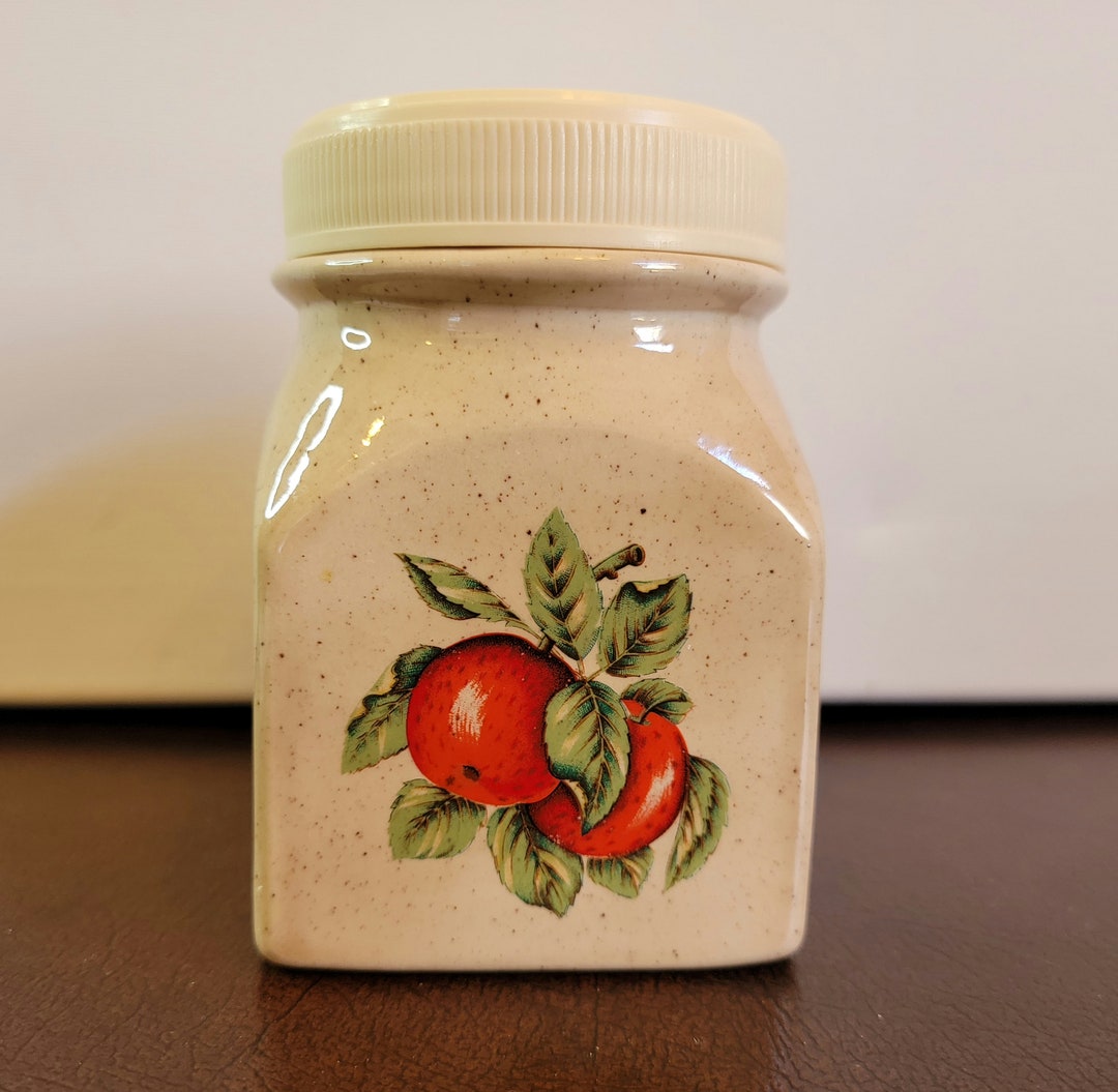Vintage Small Ceramic Apple Storage Canister - Etsy