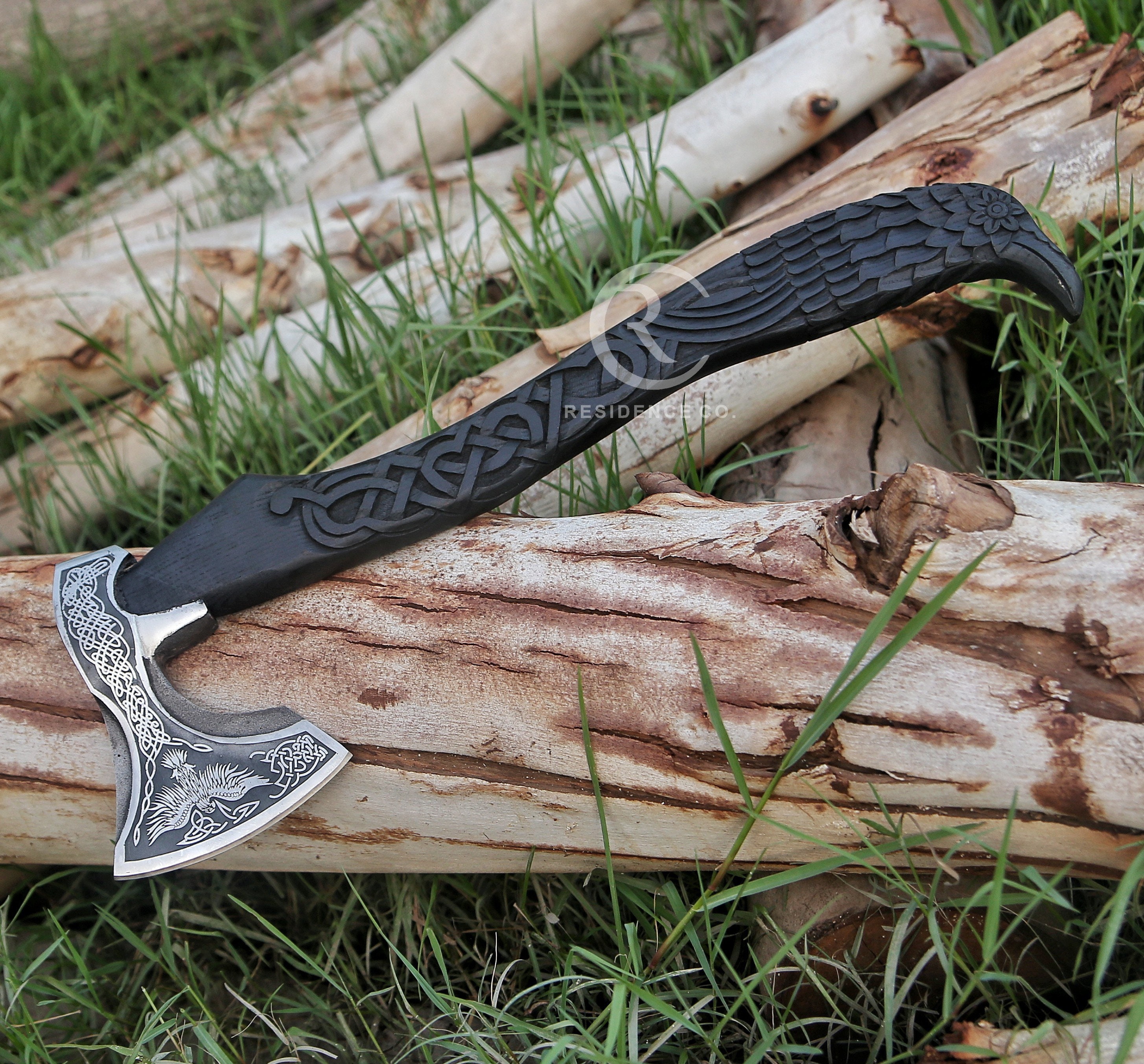 Viking Axe, Raven Engraved Axe, Viking Forged Axe, Personalized Hatchet ...