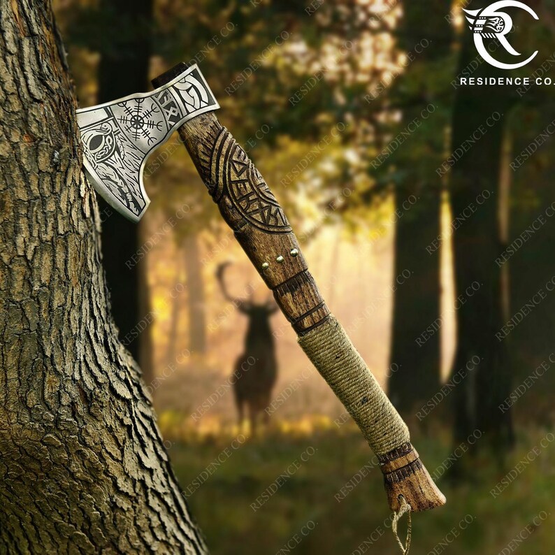 Viking Forged Axe - RAGNAR, Viking Axe, Personalised Hatchet, Viking ...