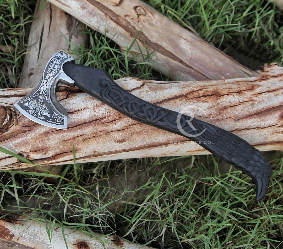 Viking Axe, Raven Engraved Axe, Viking Forged Axe, Personalized Hatchet ...