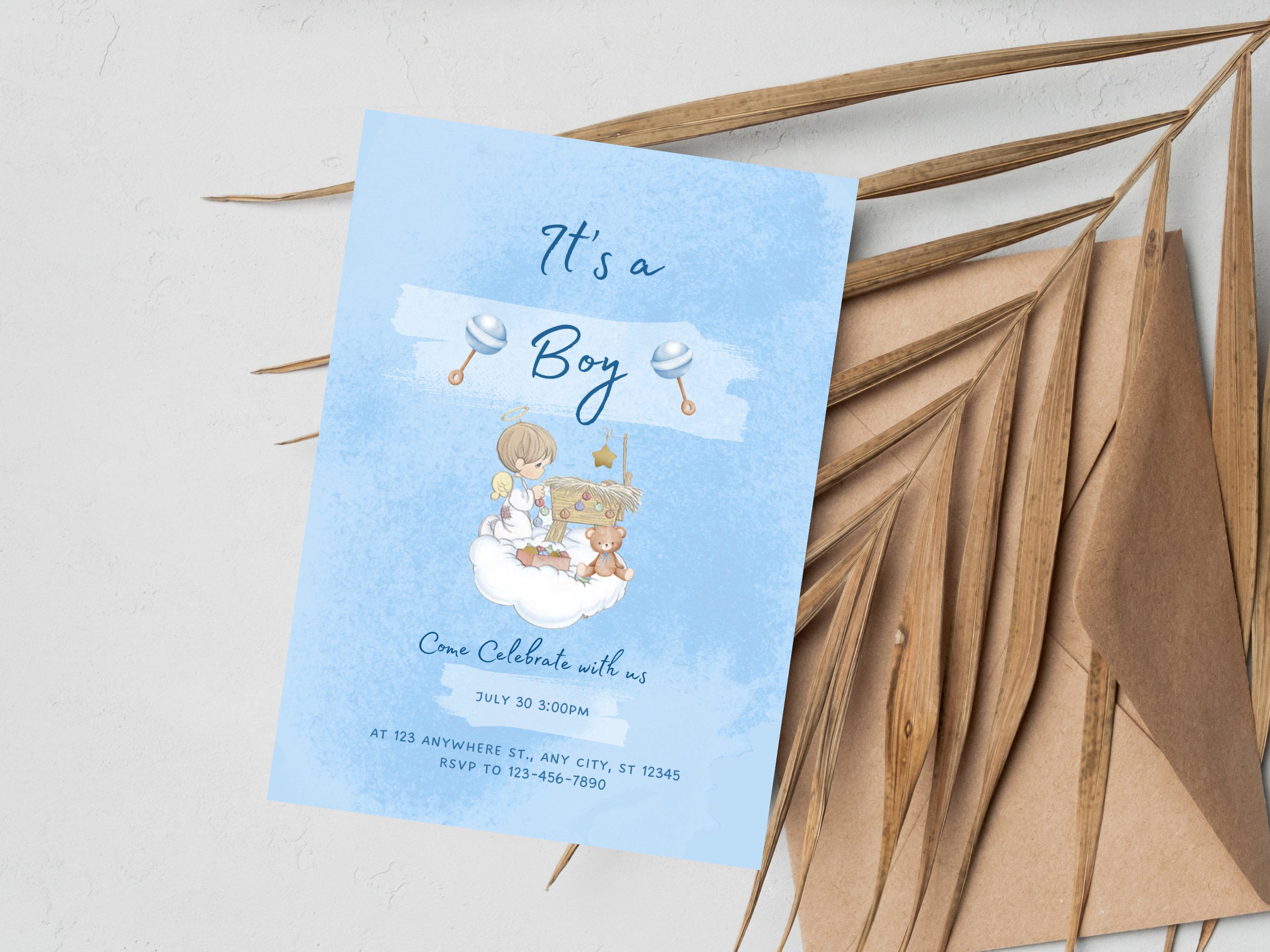 Precious Moments Baby Shower Invitation for Boys - Etsy