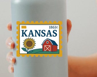 Kansas State Stamp VINYL STICKER - Etsy
