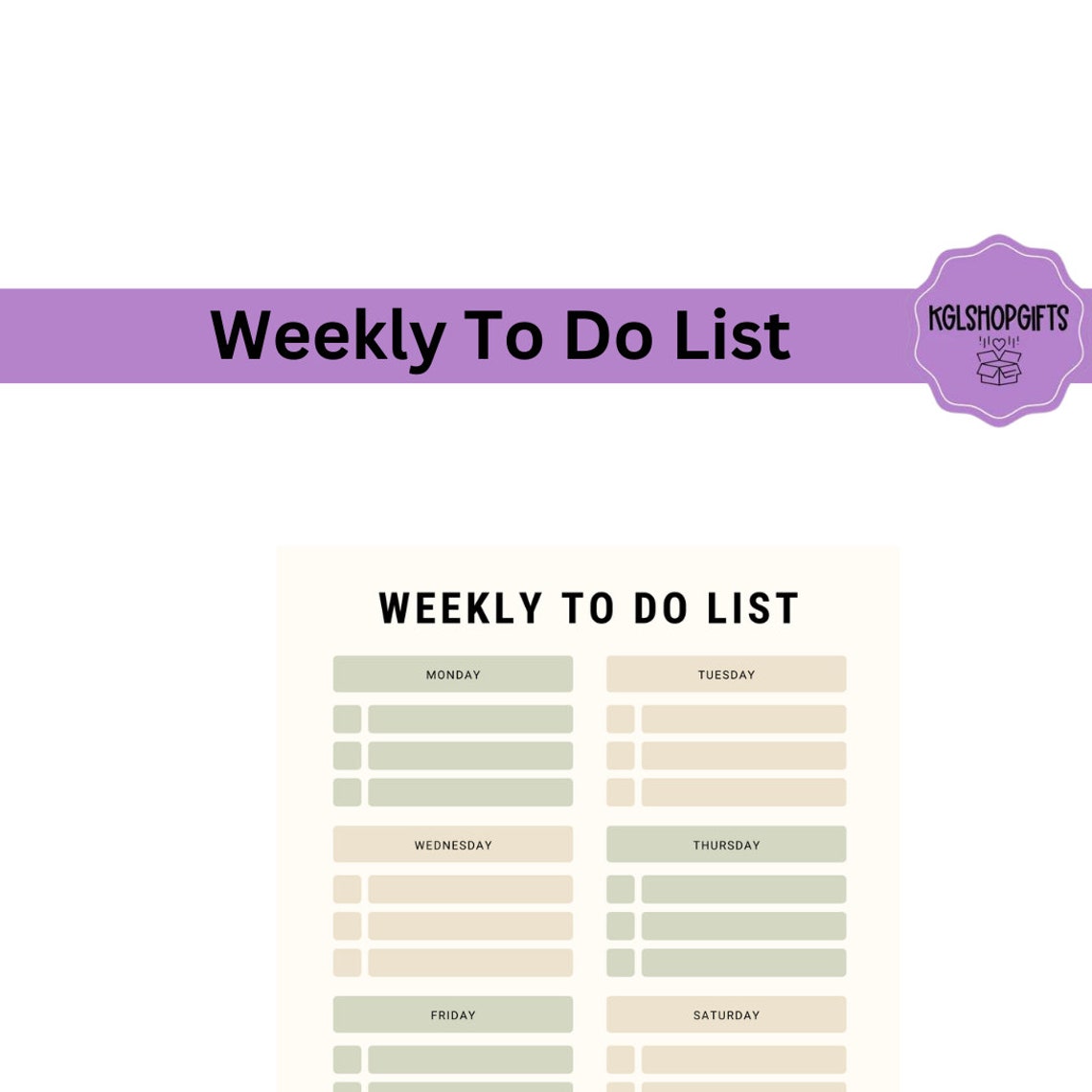 Weekly to Do Check List - Etsy