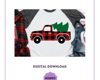 DIGITAL DOWNLOAD Christmas Buffalo Plaid Truck Die Cut| Buffalo Plaid ...