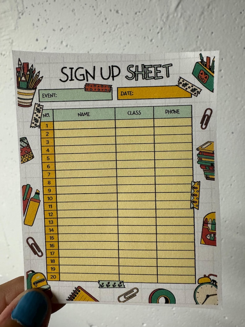 Sign up Sheet PDF or Custom Template Option - Etsy
