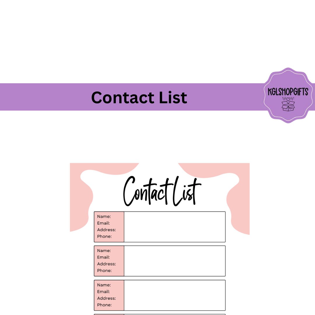 Blank Contact List Template - Etsy