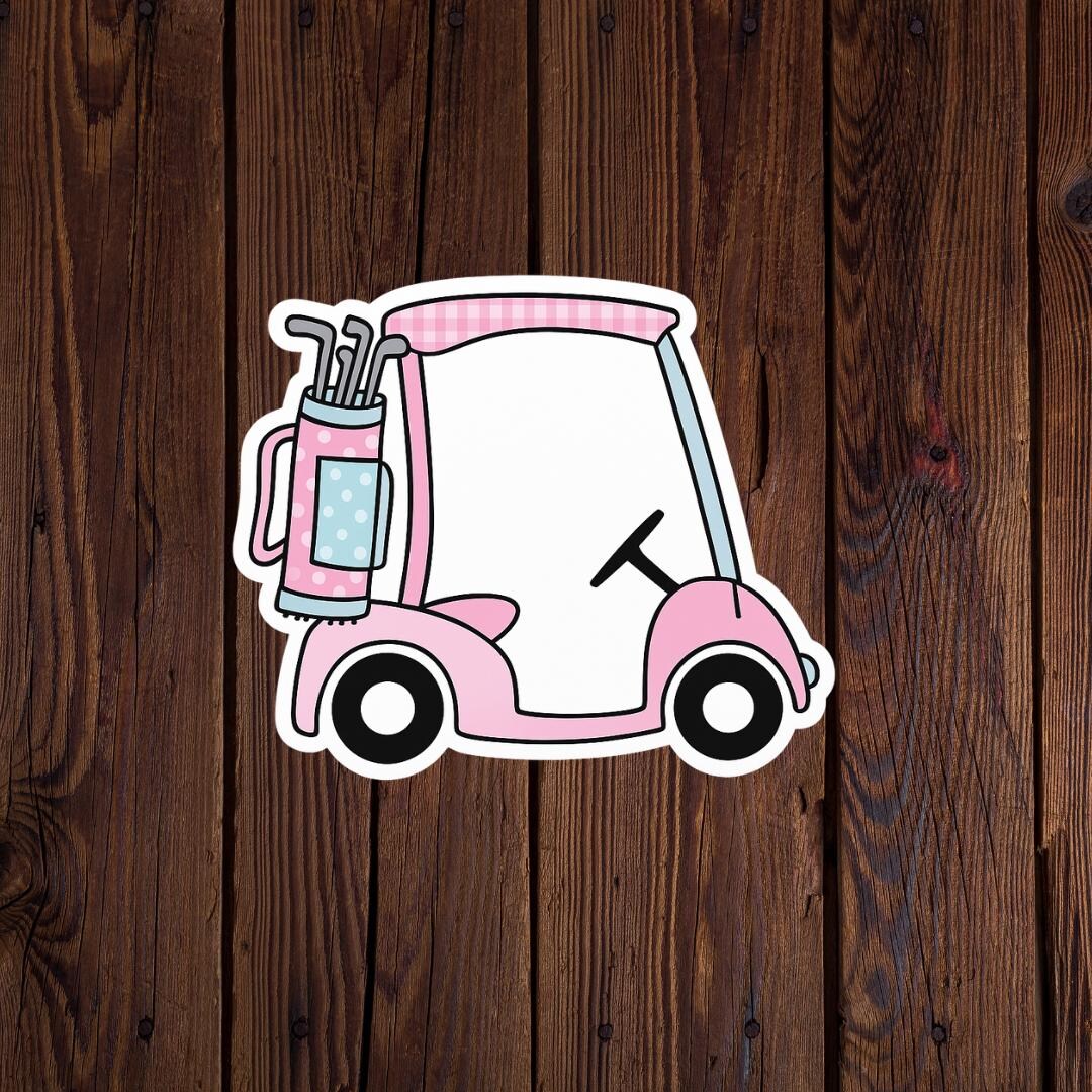 Pink Golf Cart Sticker | Waterproof Vinyl Sticker | Durable Laptop ...