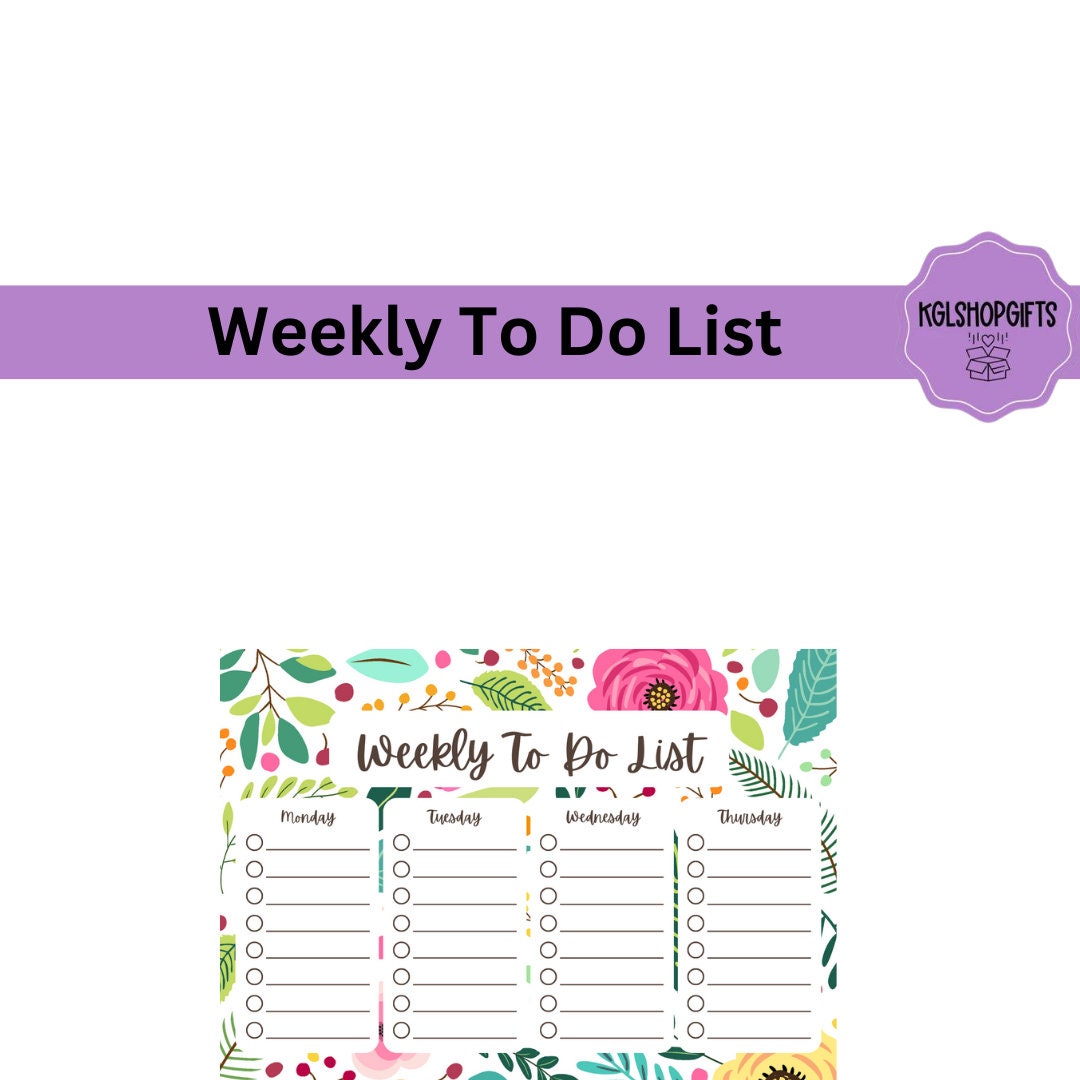 Weekly to Do List- Floral - Etsy