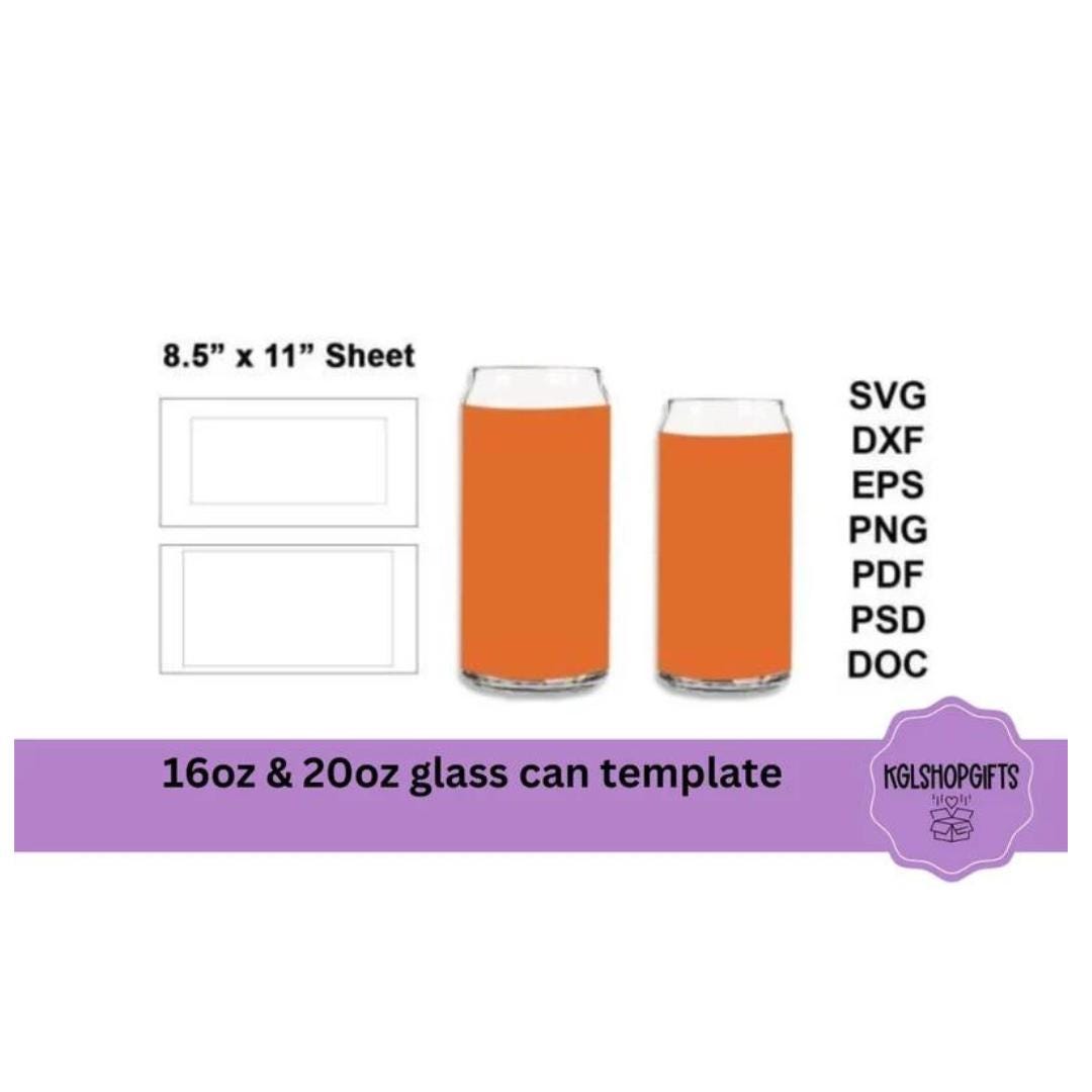 16oz & 20oz Glass Can Template - Etsy