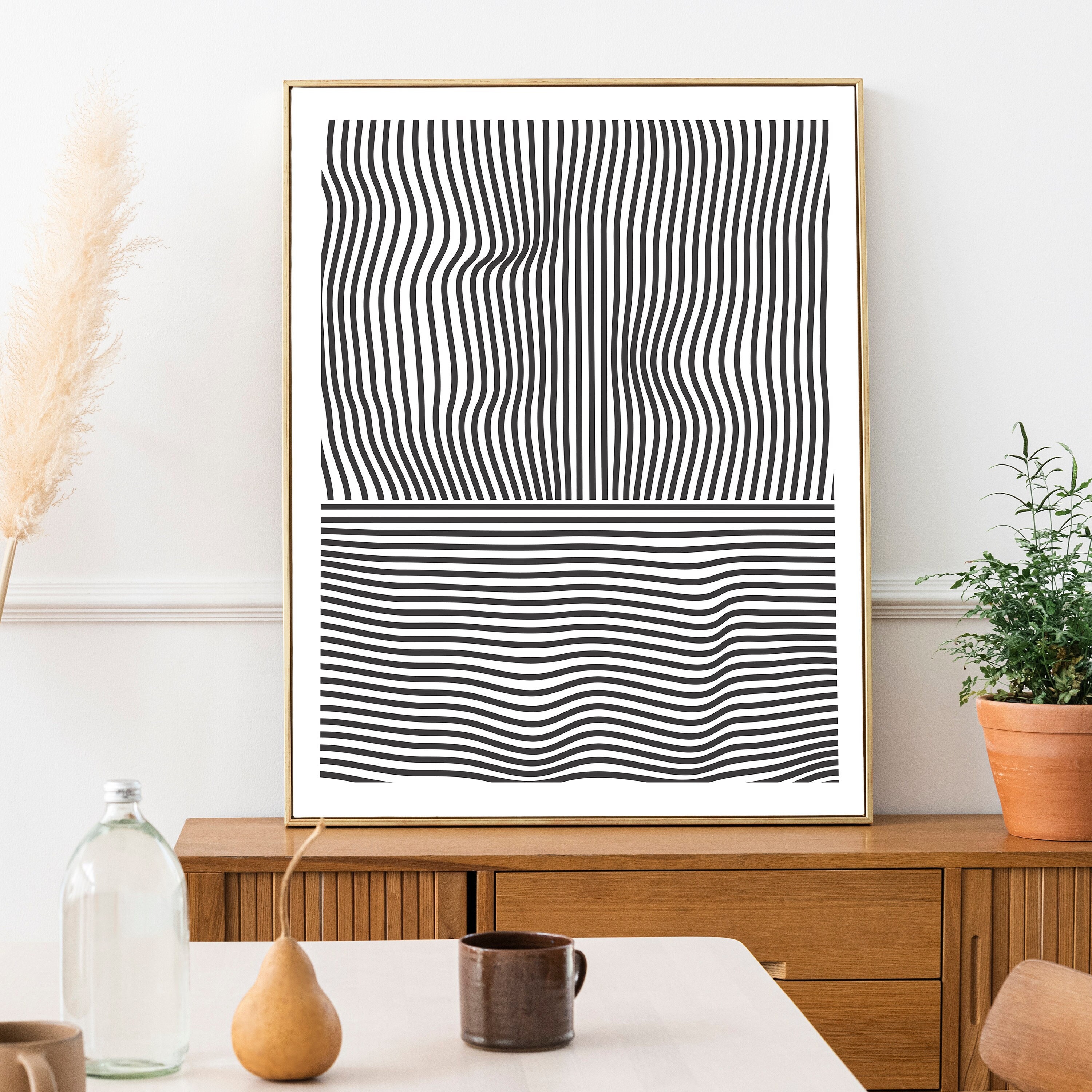 Modern Wall Art, Minimalist Line Art, Geometric Wall Poster, Printable ...