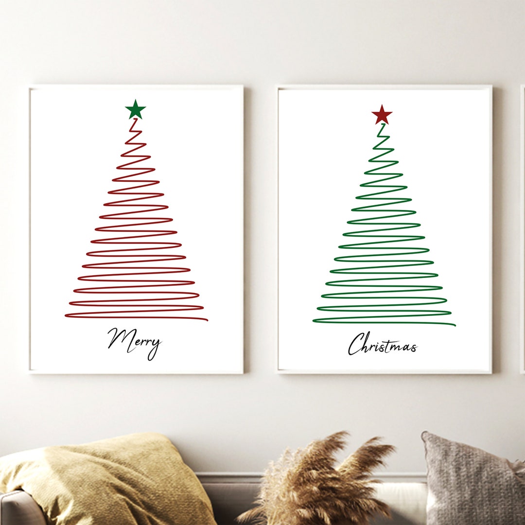 Set of 2 Holiday Decor, Christmas Wall Art, Christmas Printable ...
