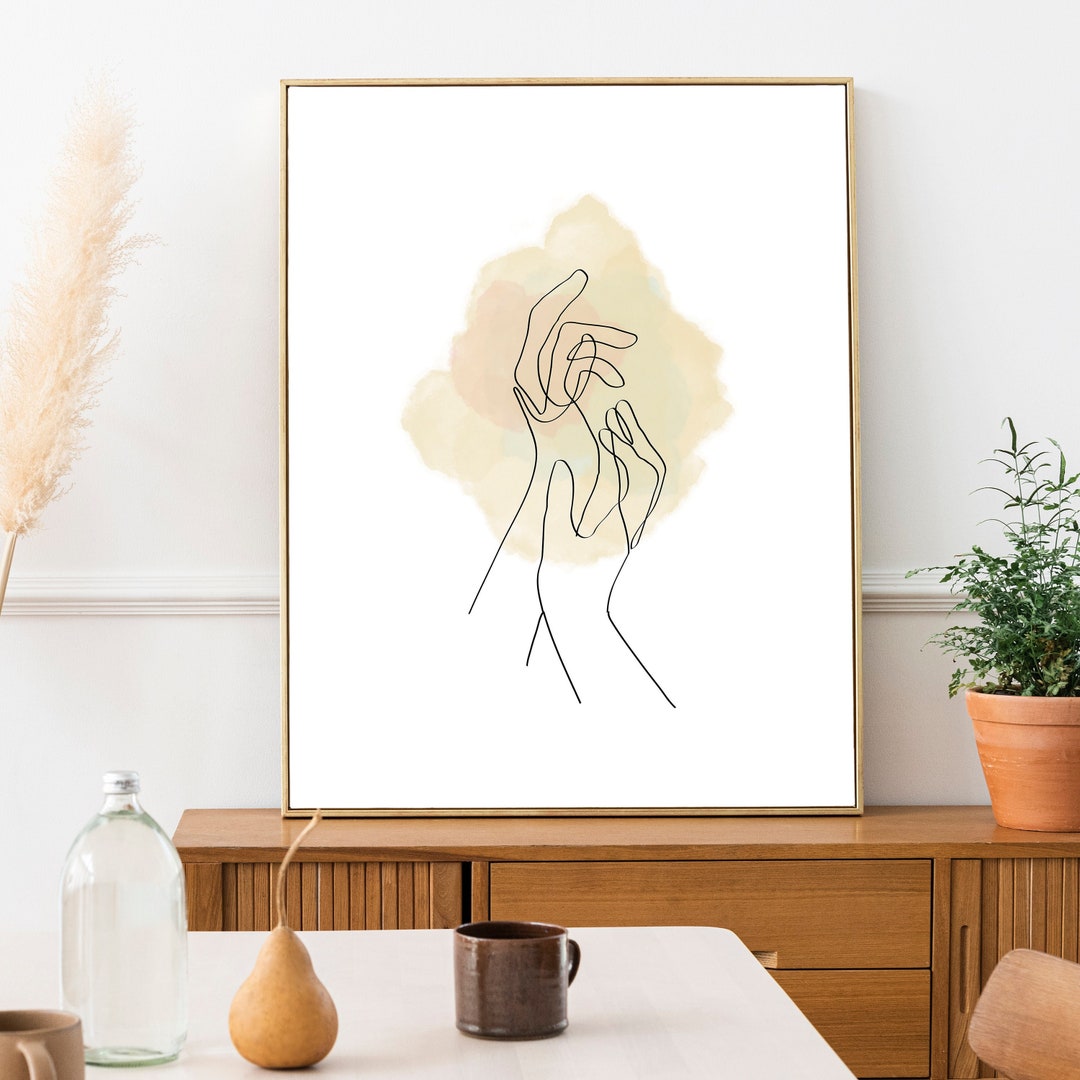 Line Drawing Print, Hands Line Art, Line Art, Black Lines Art ...
