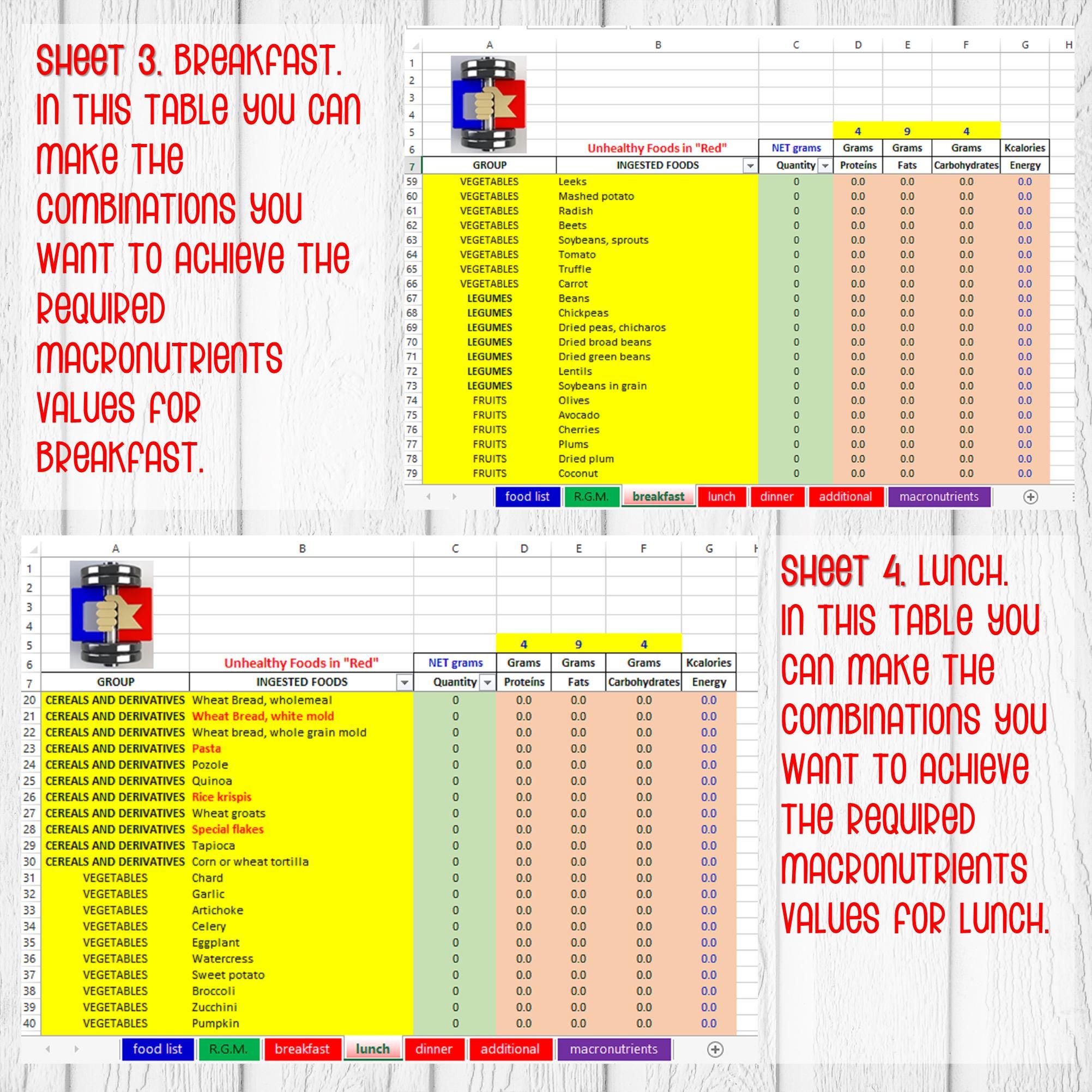 Daily Macro Meal Planner Calculator, Proteins Fats Carbs Tracker ...