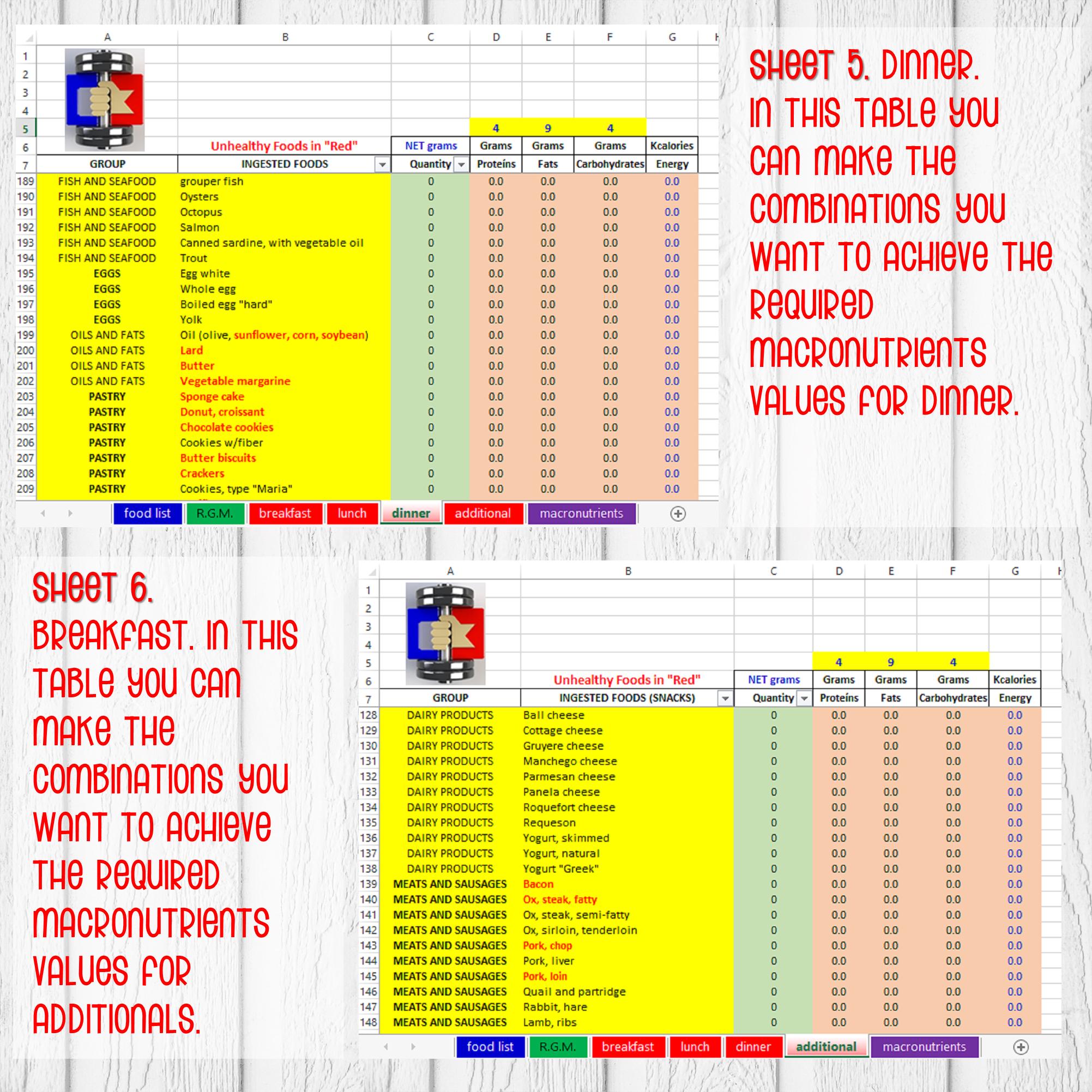 Daily Macro Meal Planner Calculator, Proteins Fats Carbs Tracker ...
