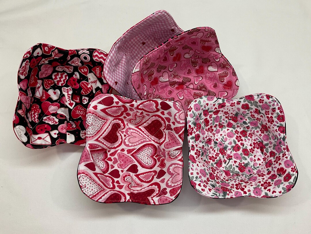 Handmade Valentine's Day Cloth Snack Bowl - Reusable Fabric Bowl for ...
