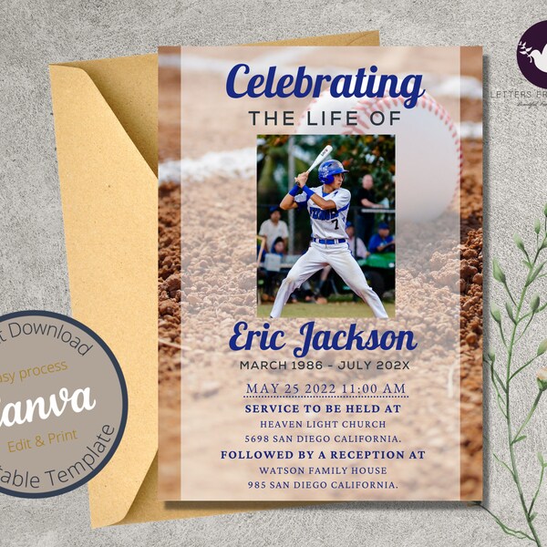 Baseball Funeral Cards - Etsy