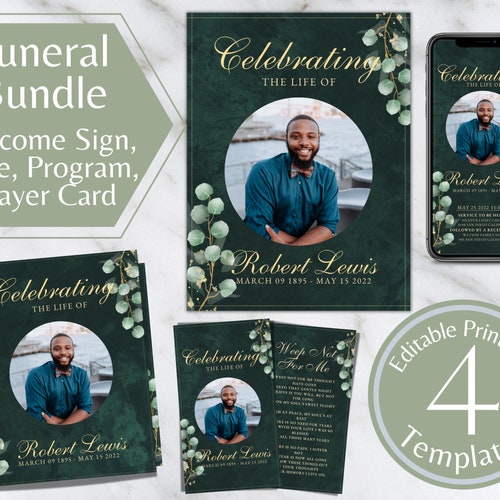 Editable Funeral Bundle Memorial Package Celebration of Life - Etsy