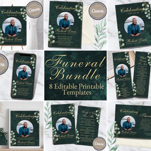 Editable Funeral Bundle Memorial Package Celebration of Life - Etsy