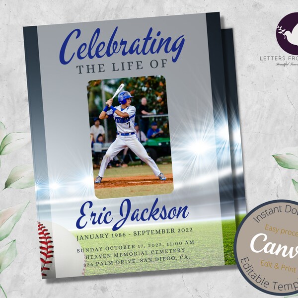 Baseball Funeral Cards - Etsy
