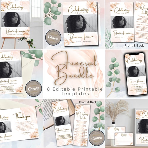 Editable Funeral Bundle Memorial Package Celebration of Life - Etsy