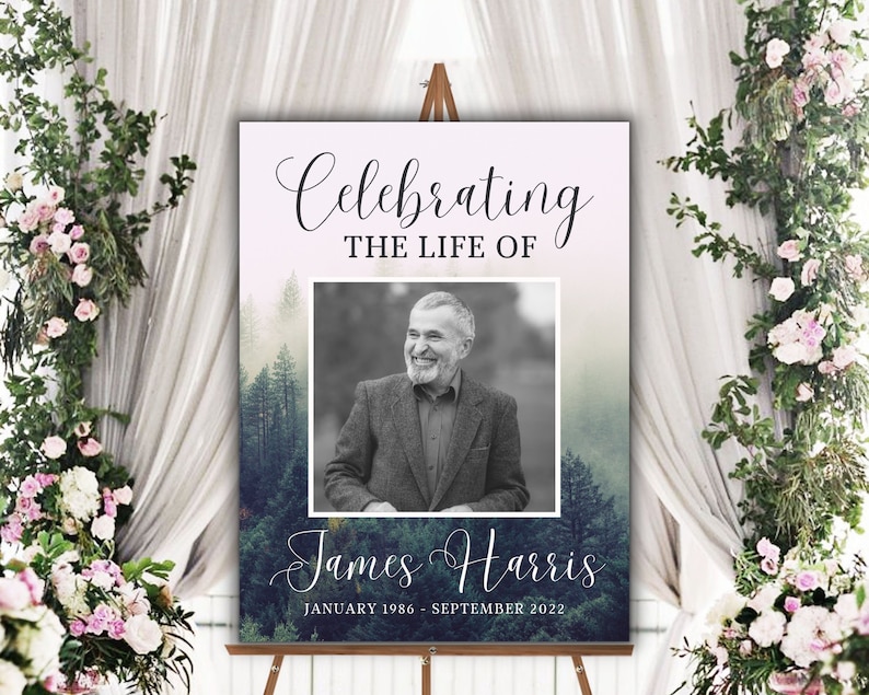 Celebration of Life Poster Fully Editable Funeral Welcome - Etsy