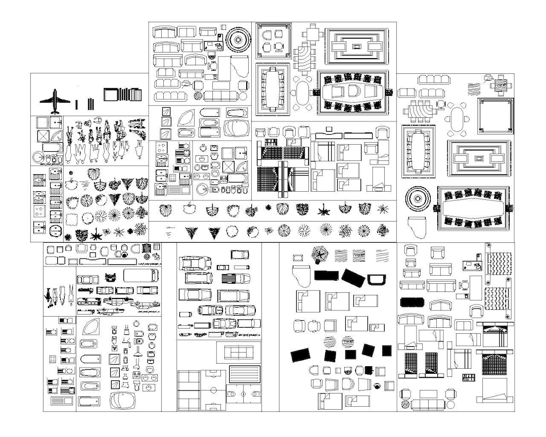 DWG Autocad 2D Simple Blocks for Interior Designers Architectures ...