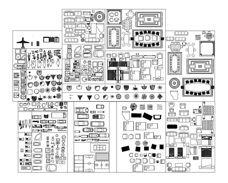 DWG Autocad 2D Simple Blocks for Interior Designers Architectures ...