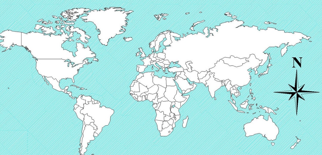 Autocad World Map Outline All Countries Cad DWG Drawing. - Etsy
