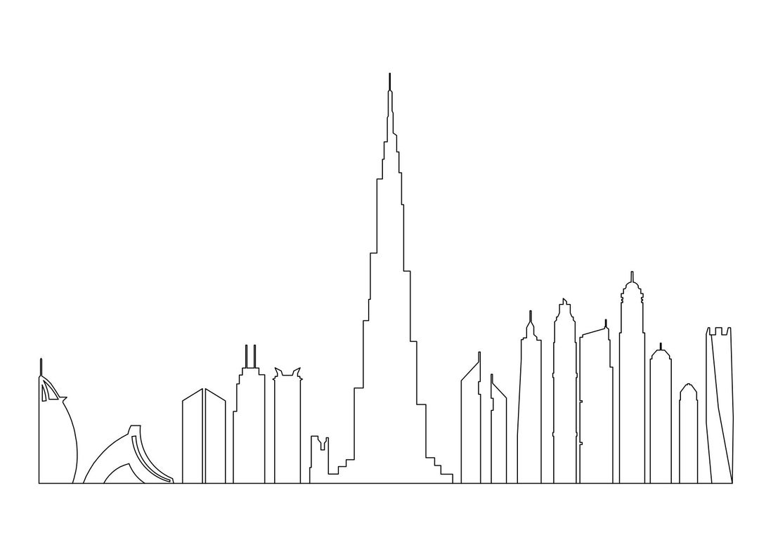 Dubai Skyline DWG, DXF Dubai Skyline Svg Clipart, Dubai SVG, Khalifa ...