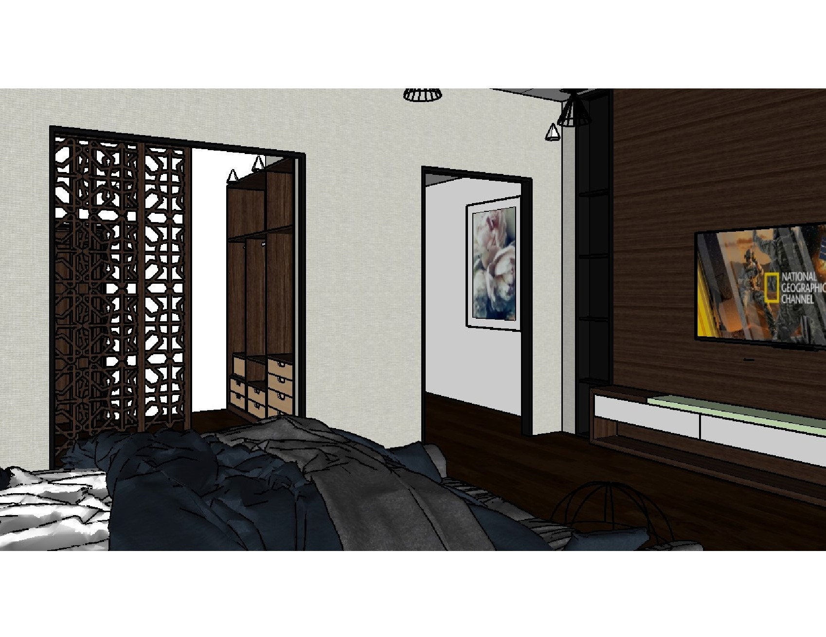 3D Model Sketchup Model bedroom Design Wall Panel Wall Design Wood ...