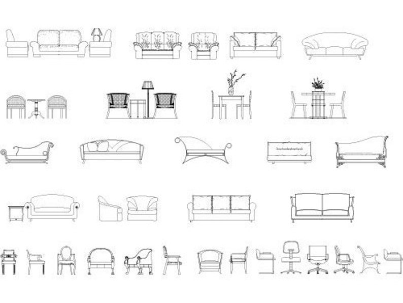 Blocos DWG AutoCAD 2D para designers de interiores Arquiteturas ...