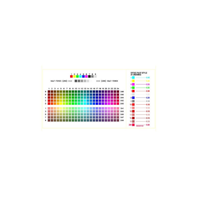 Autocad Color Index 2D Drawing DWG Office Plot Style for Interior ...