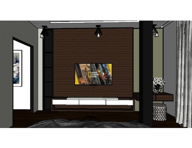3D Model Sketchup Model bedroom Design Wall Panel Wall Design Wood ...