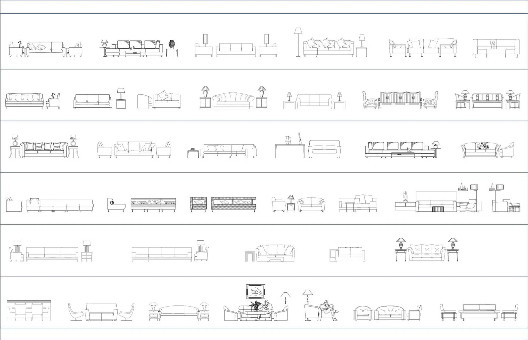 DWG Autocad 2D Simple Blocks for Interior Designers Architectures Cad ...