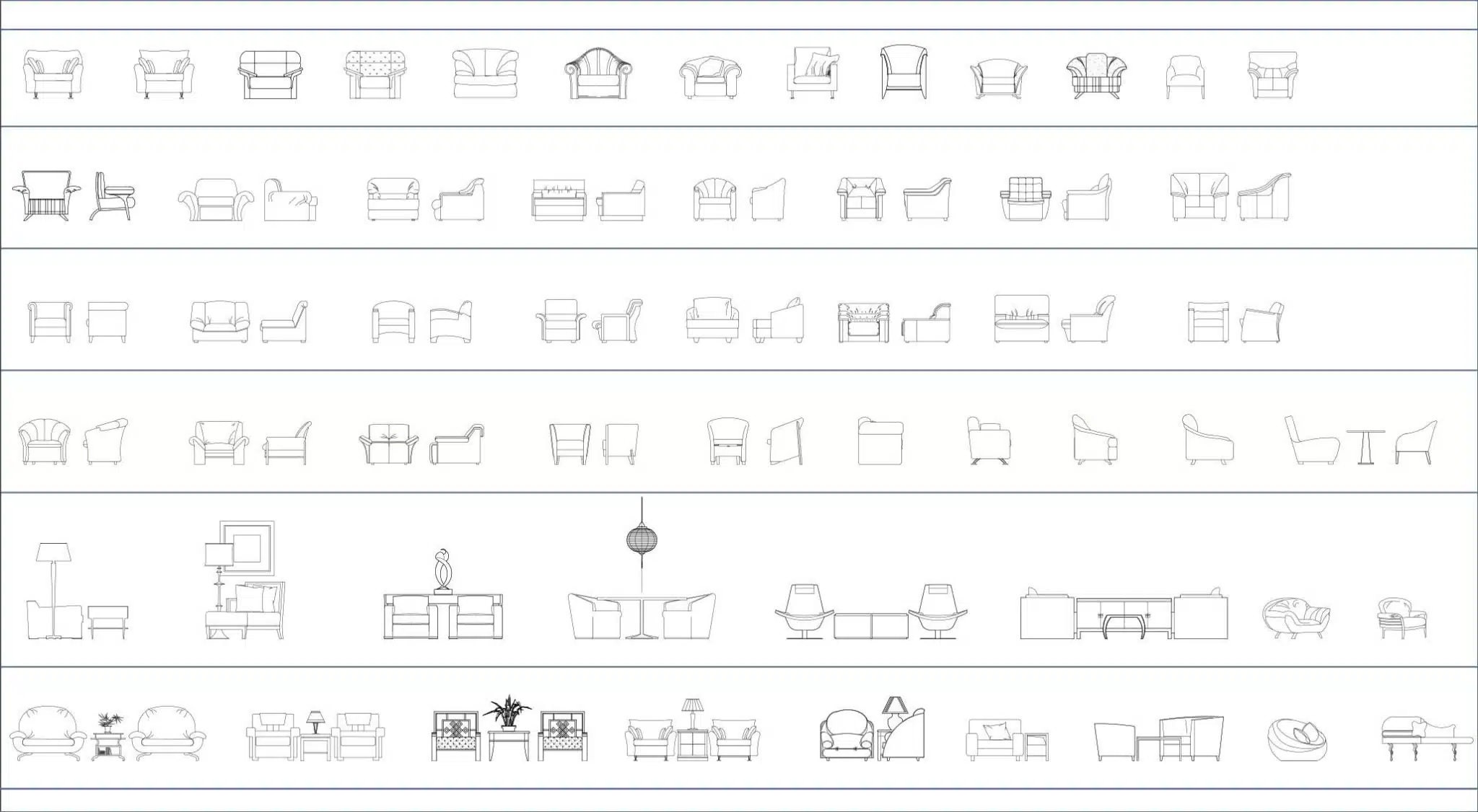 DWG Autocad 2D Simple Blocks for Interior Designers Architectures Cad ...