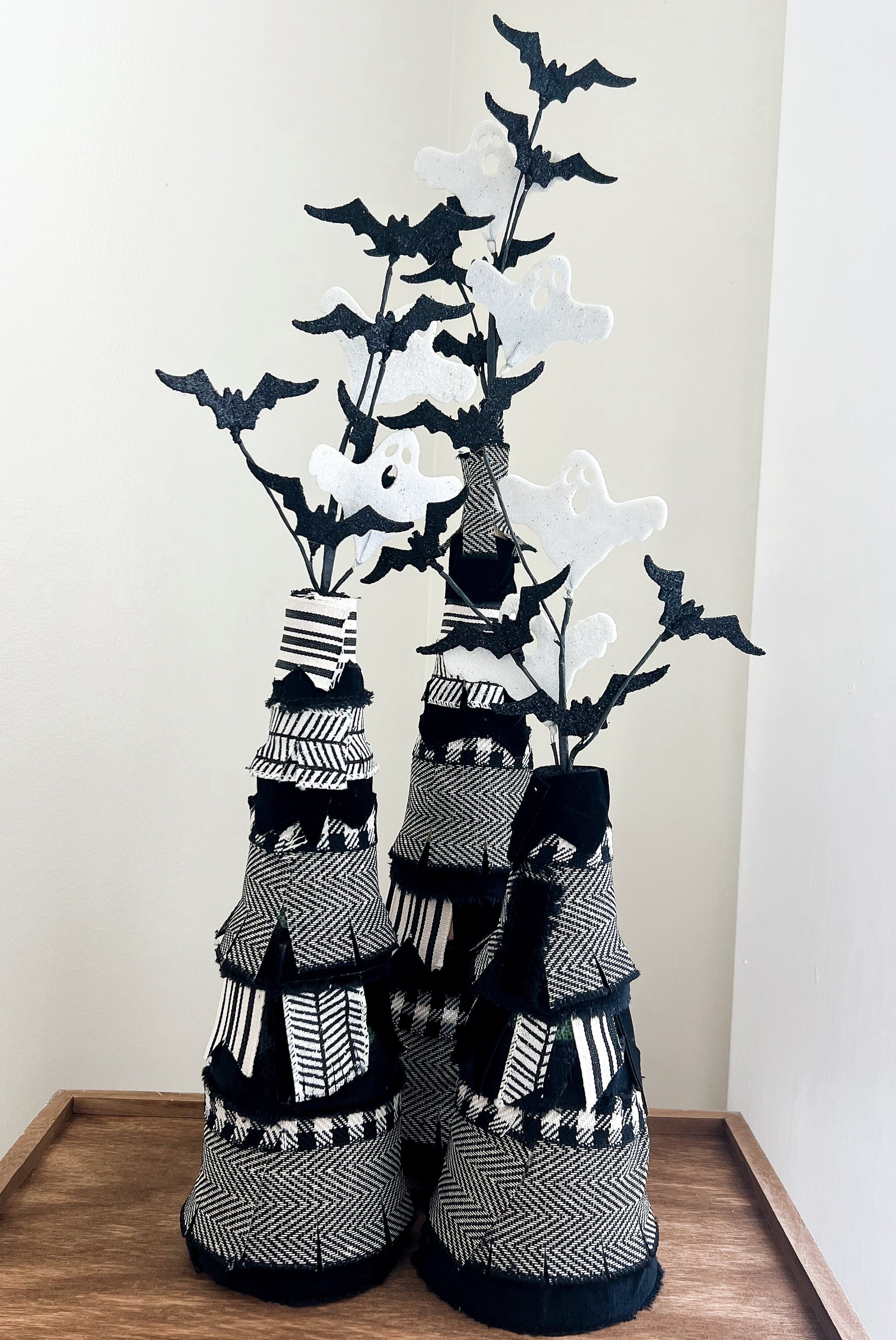 Spooky Ghost & Bats Tree Halloween Decor Fabric Holiday Art - Etsy