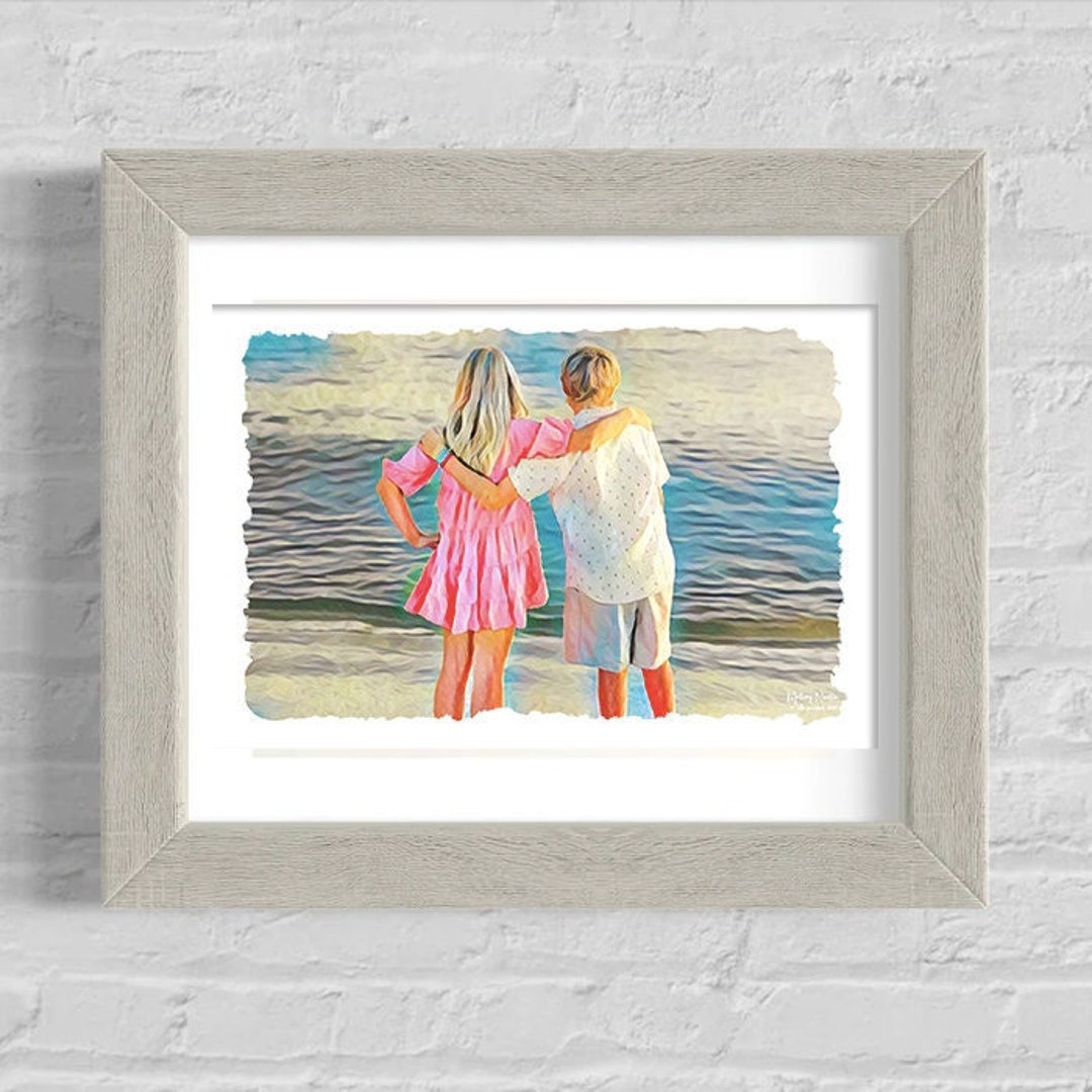 Custom Beach Portrait (matted Print) | Memorable Gift | Mother's Day ...