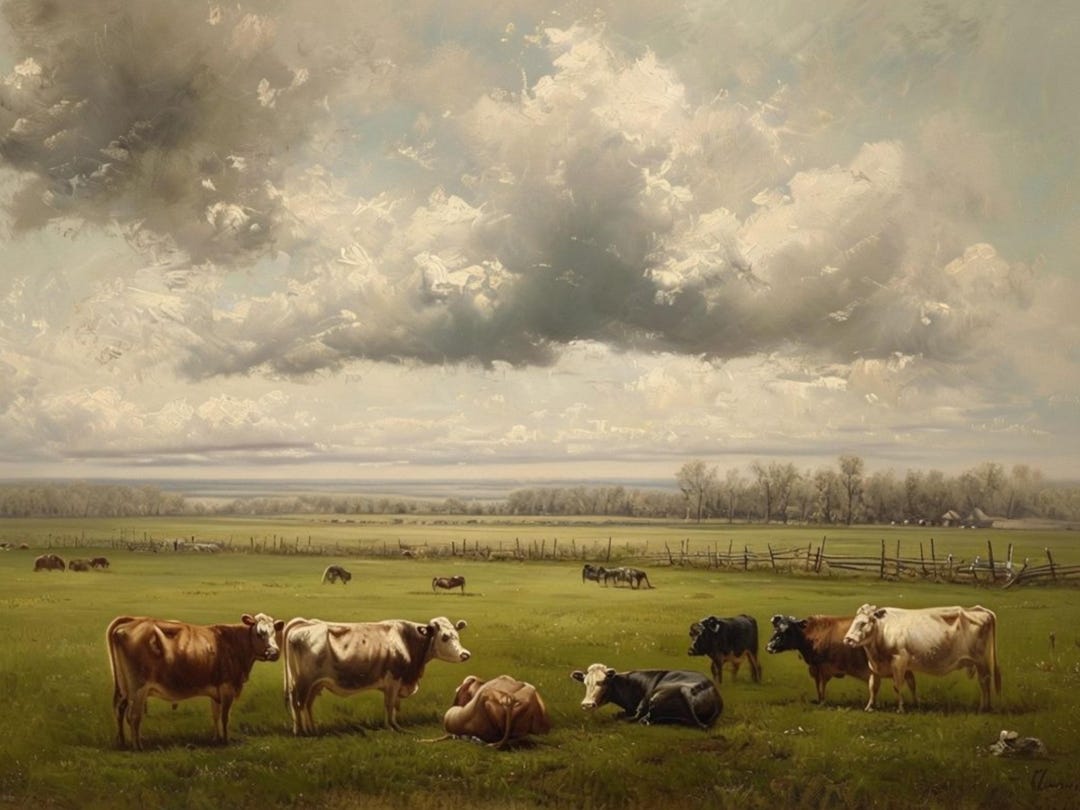Abstract Highland Cow Painting – Farmhouse Wall Art (digital Download ...