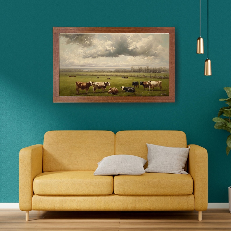 Abstract Highland Cow Painting – Farmhouse Wall Art (digital Download ...