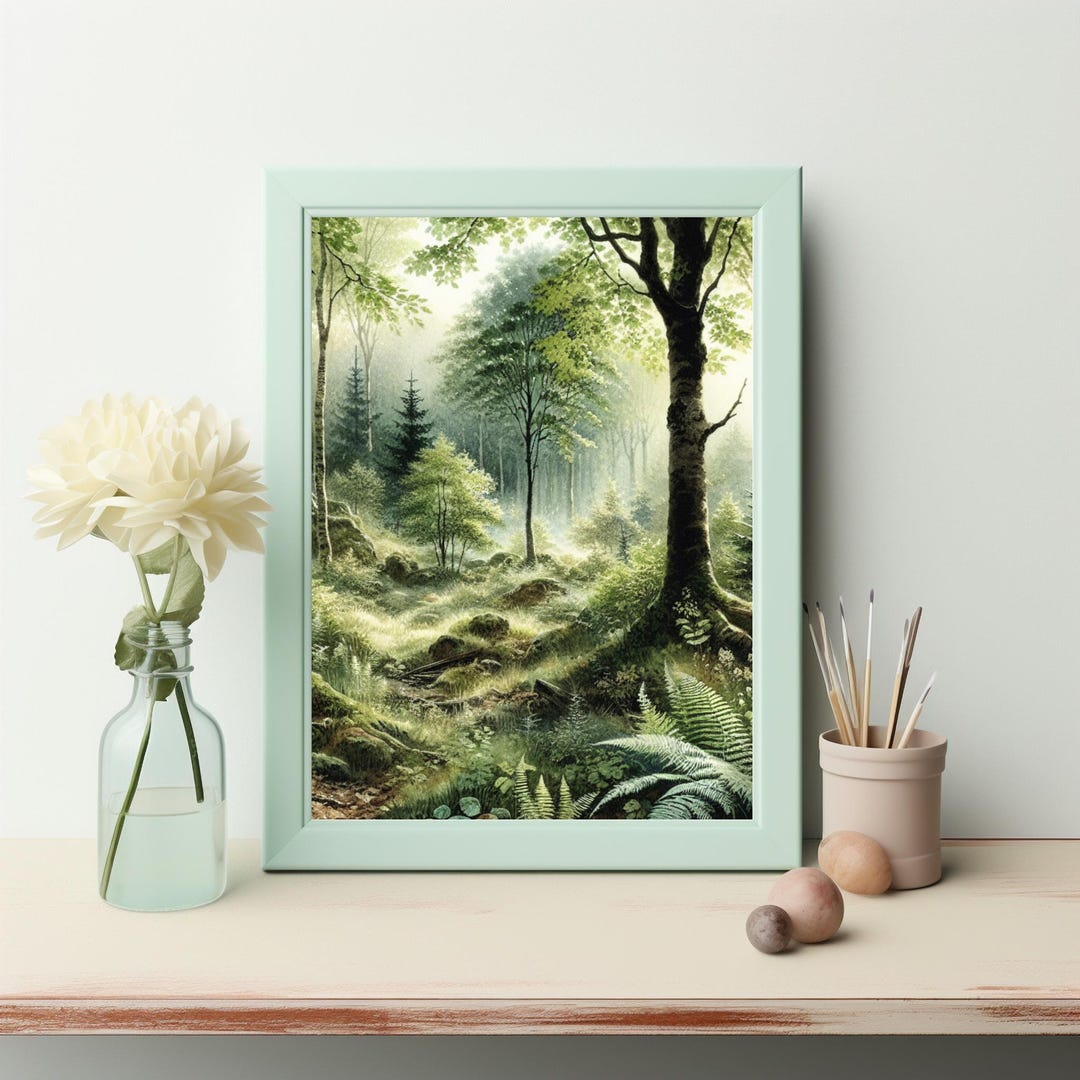 Serene Forest Fern Wall Art - Lush Greenery and Tranquil Atmosphere ...