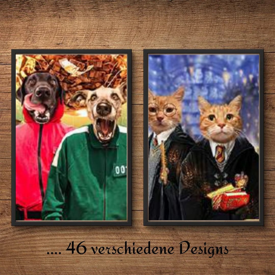 Two Pets Portrait Custom, Multiple Pet, Two Pet Portrait, Two Dog ...